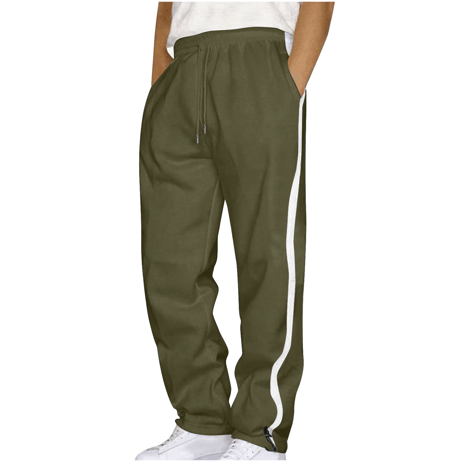 Bazeneo Men's Sports Trousers Elastic Waist Gym Trouser Smart Casual Tracksuit Bottoms with ...