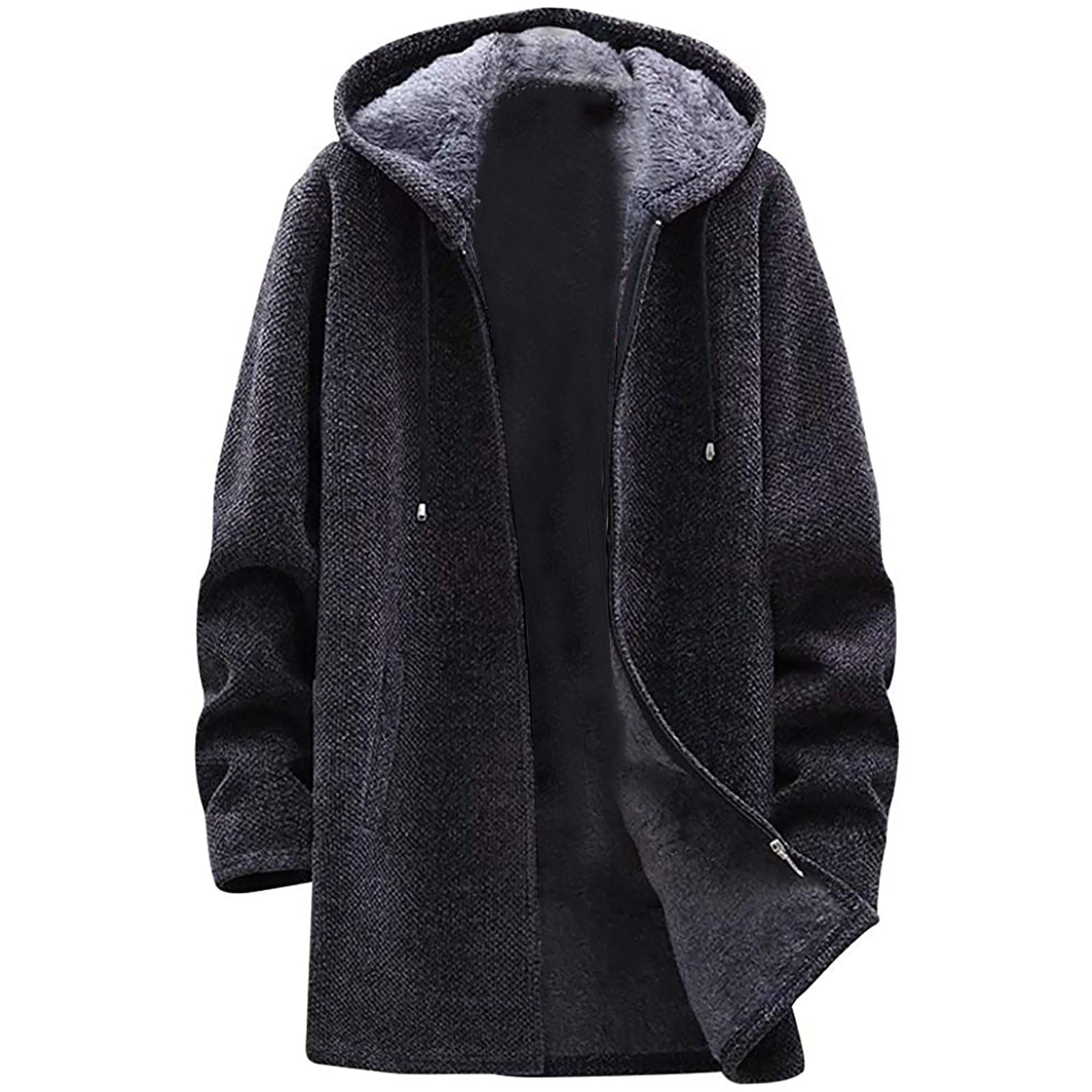 Bazeneo Mens Fleece Jackets Full Zip Chenille Jackets with Hood Mid ...