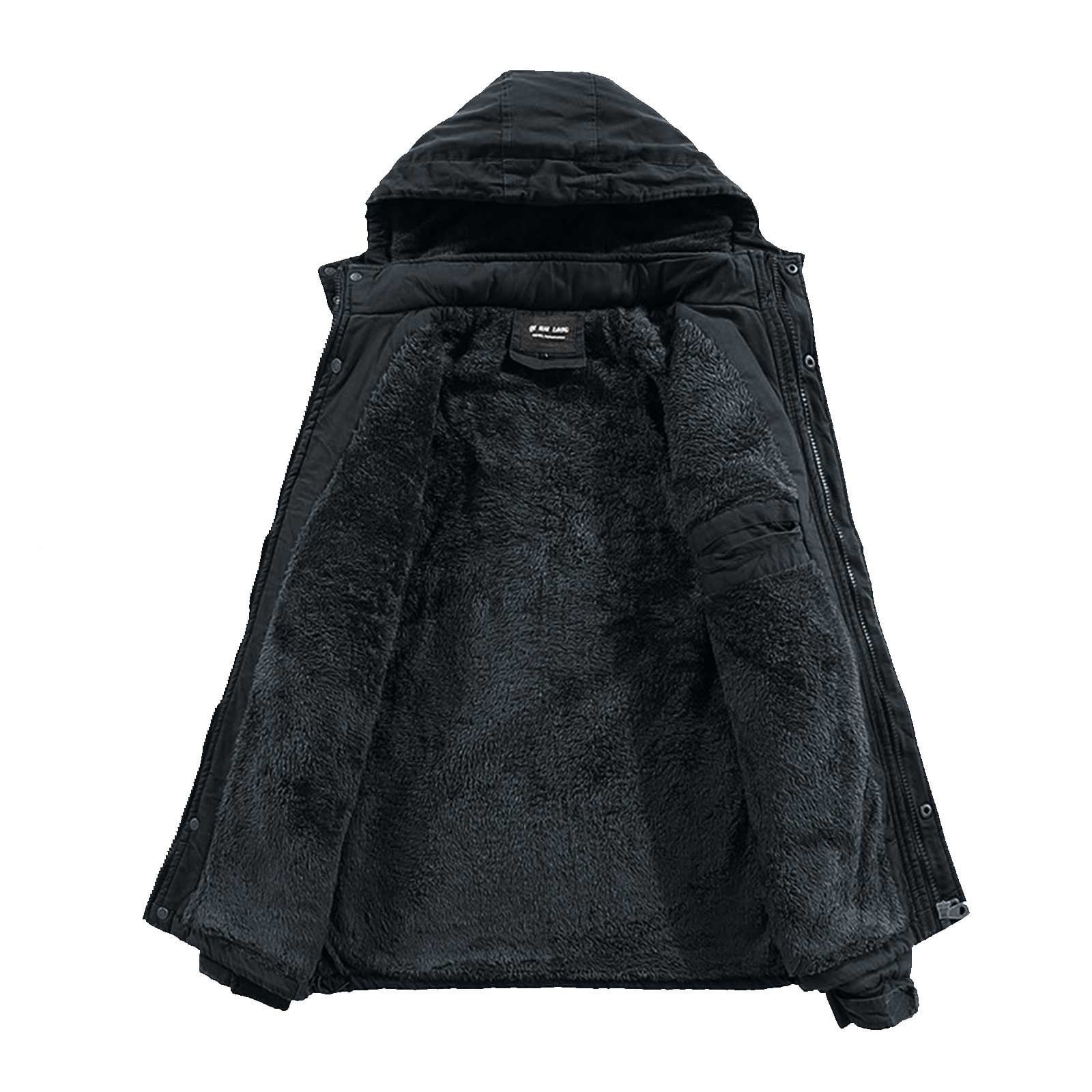 Bazeneo Mens Fleece Jackets with Removable Hood Full Zip Winter Jackets ...
