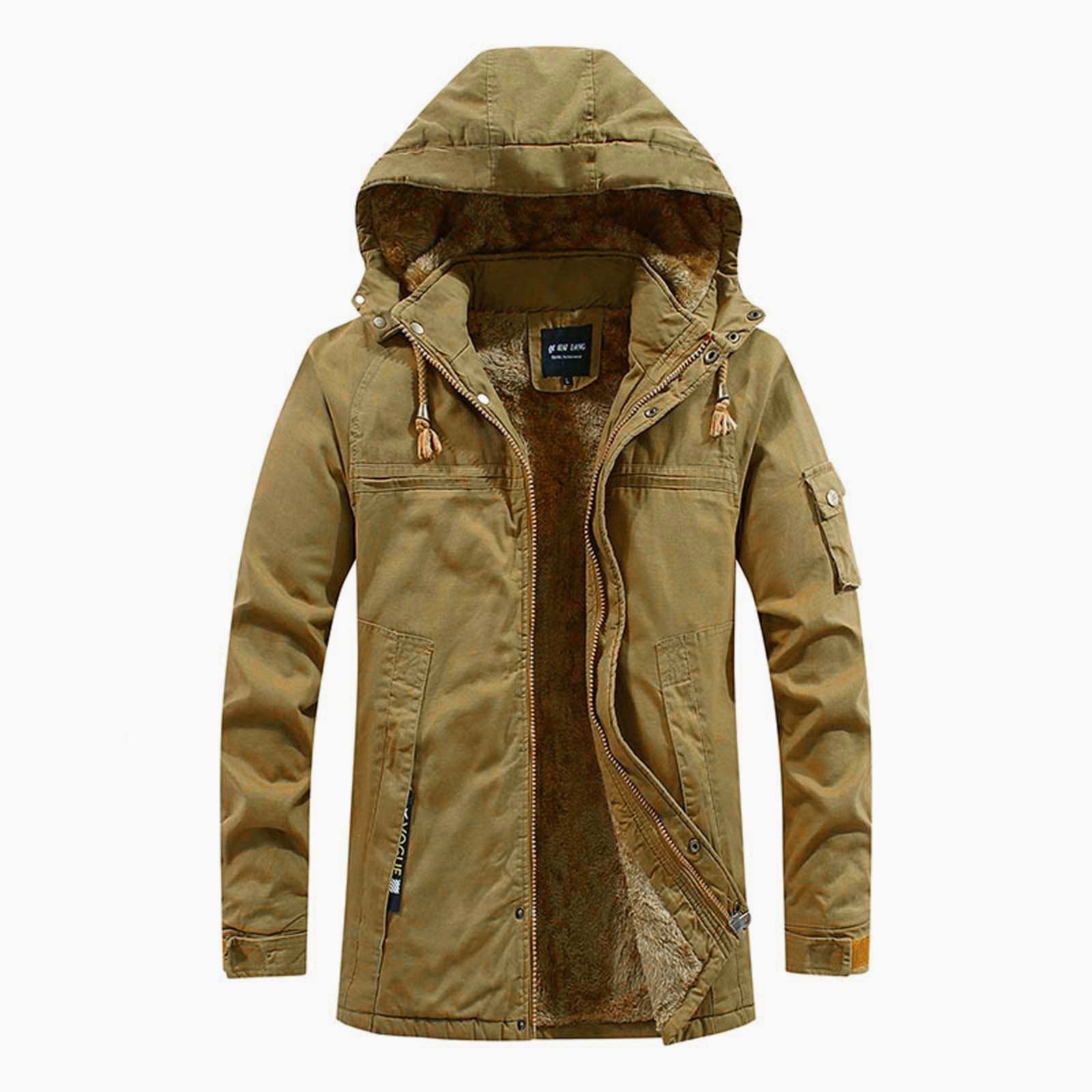 Bazeneo Mens Fleece Jackets with Removable Hood Full Zip Winter Jackets ...
