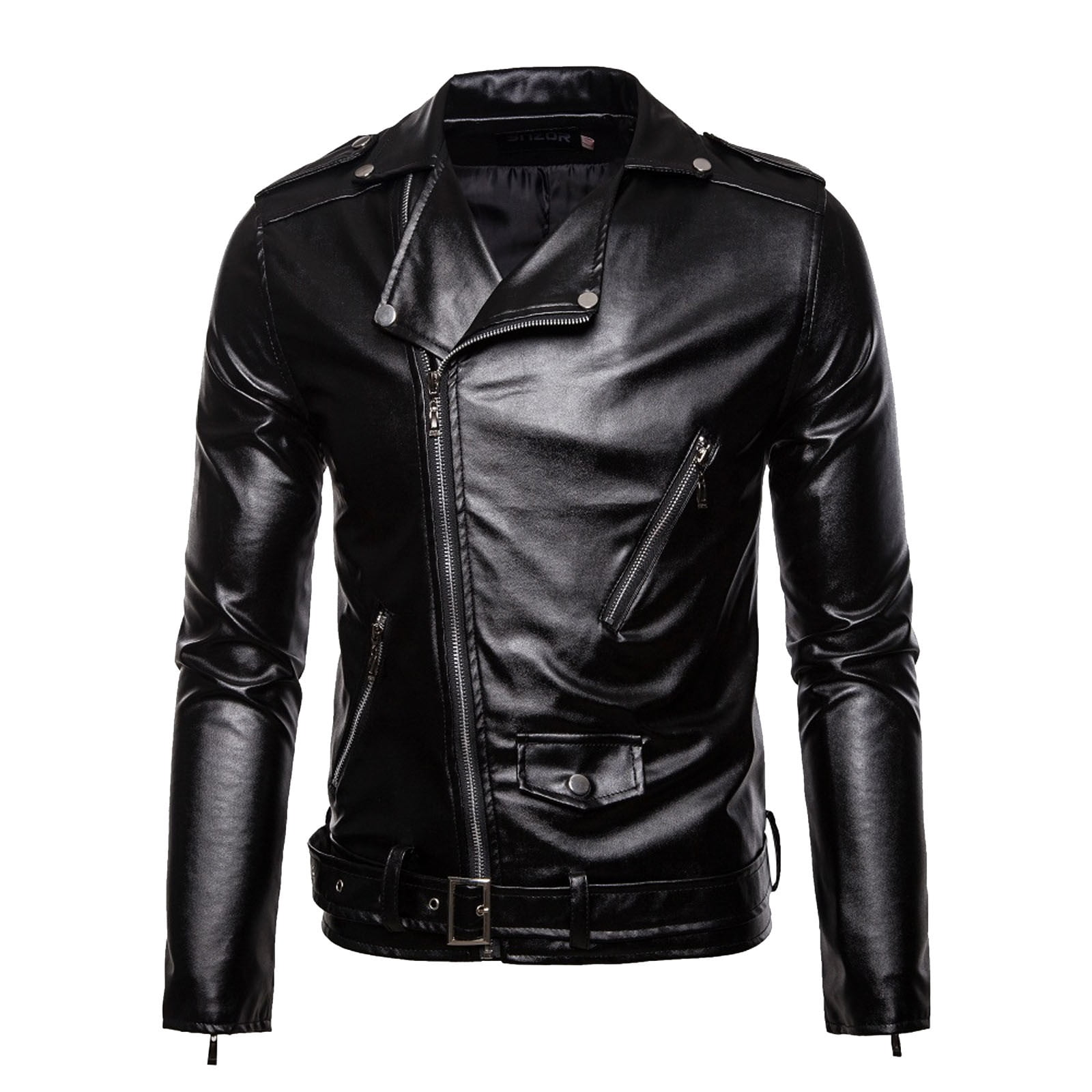 Bazeneo Mens Jackets Smart Casual Leather Jacket Brando Style Faux ...