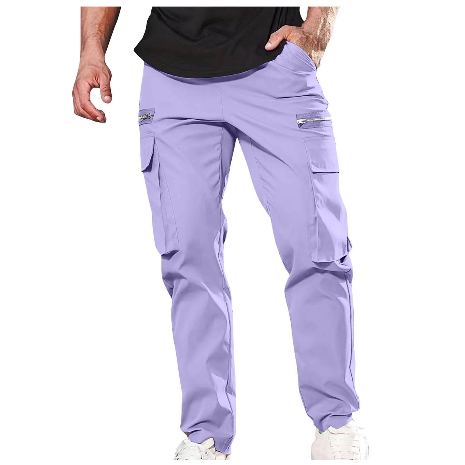 Bazeneo Mens Joggers with Zip Pockets Elastic Waist Gym Trousers for ...