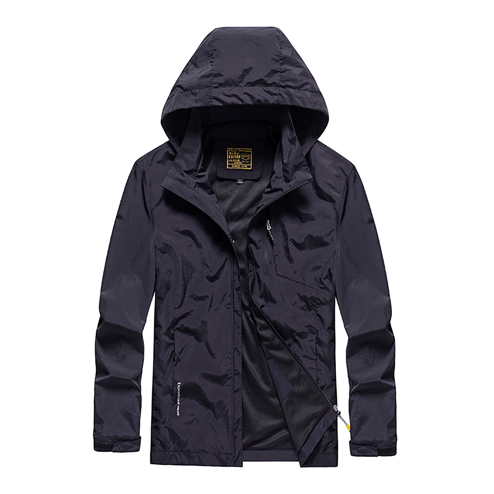 Bazeneo Mens Rain Jacket with Detachable Hood Waterproof Lightweight ...