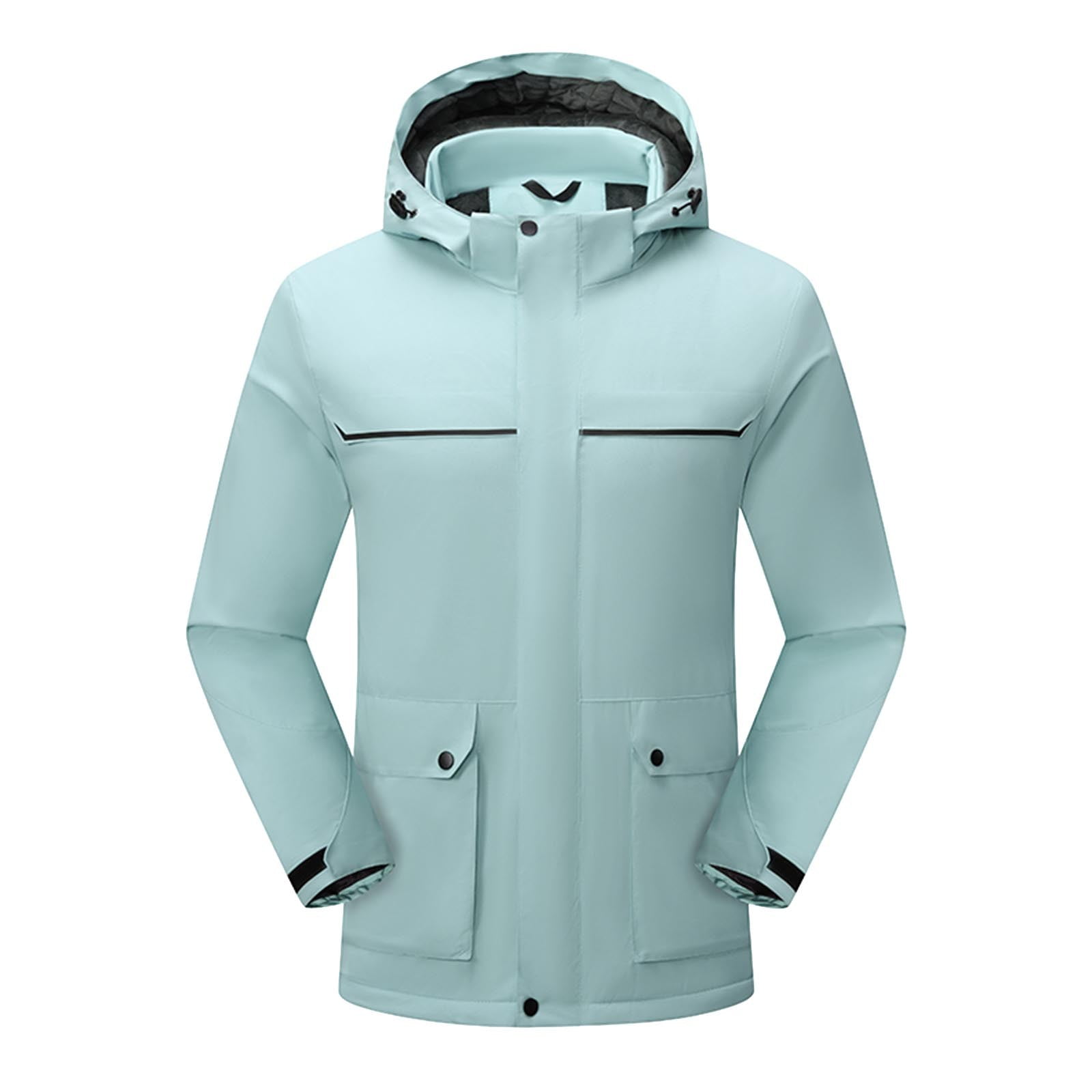 Bazeneo Mens Raincoats Winter Warm Waterproof Jacket with Hood Long ...