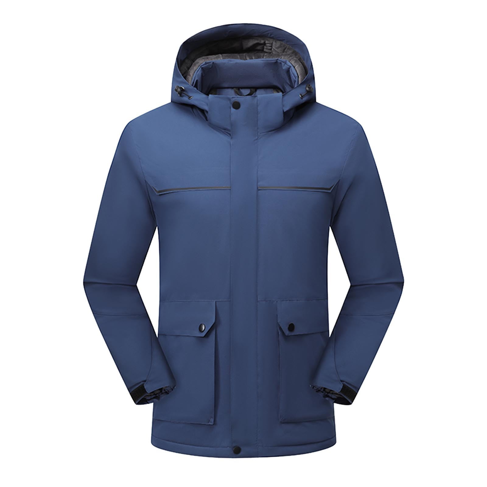 Bazeneo Mens Raincoats Winter Warm Waterproof Jacket with Hood Long ...