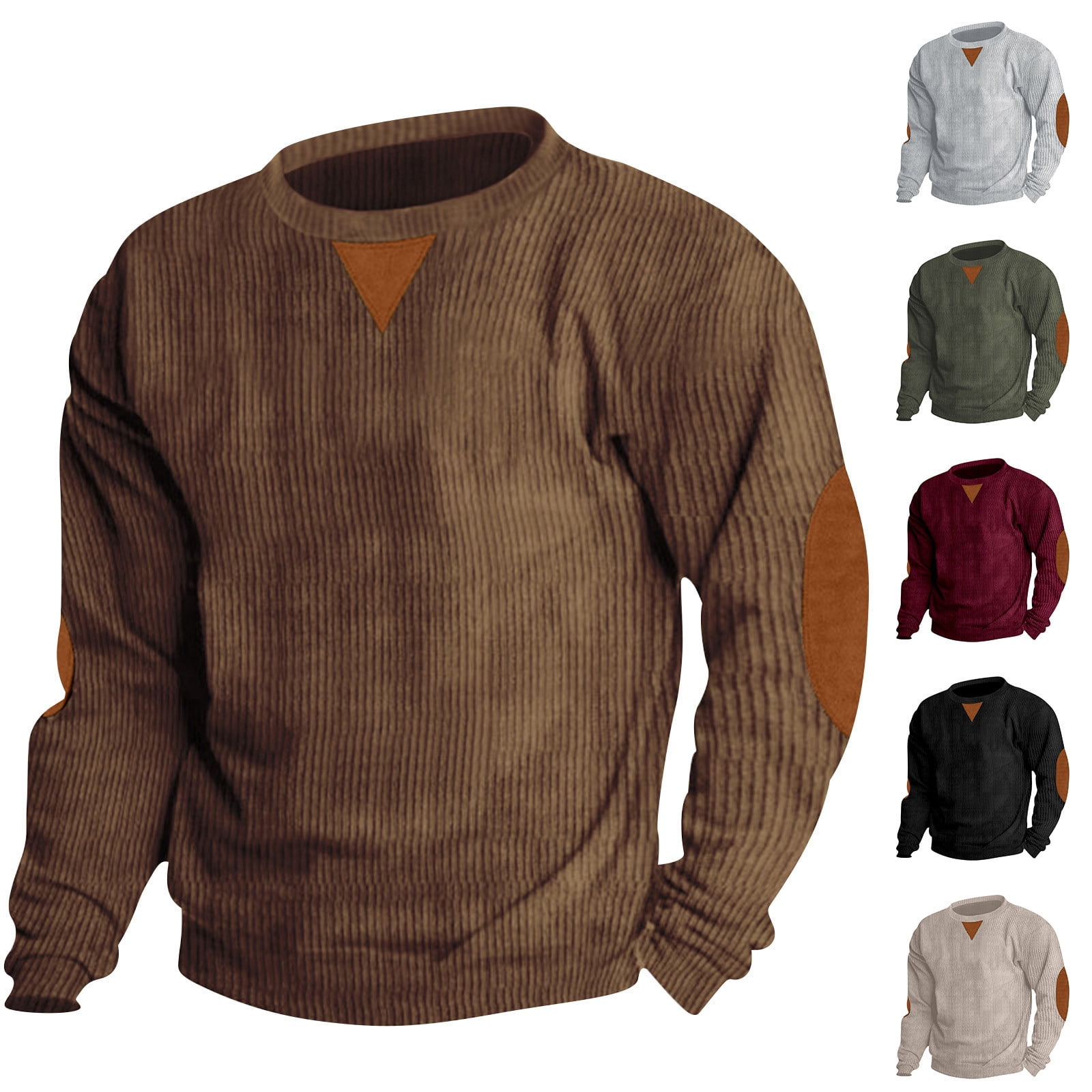 Bazeneo Mens Sweatshirts Corduroy Work Jumpers for Men Relaxed Fit ...