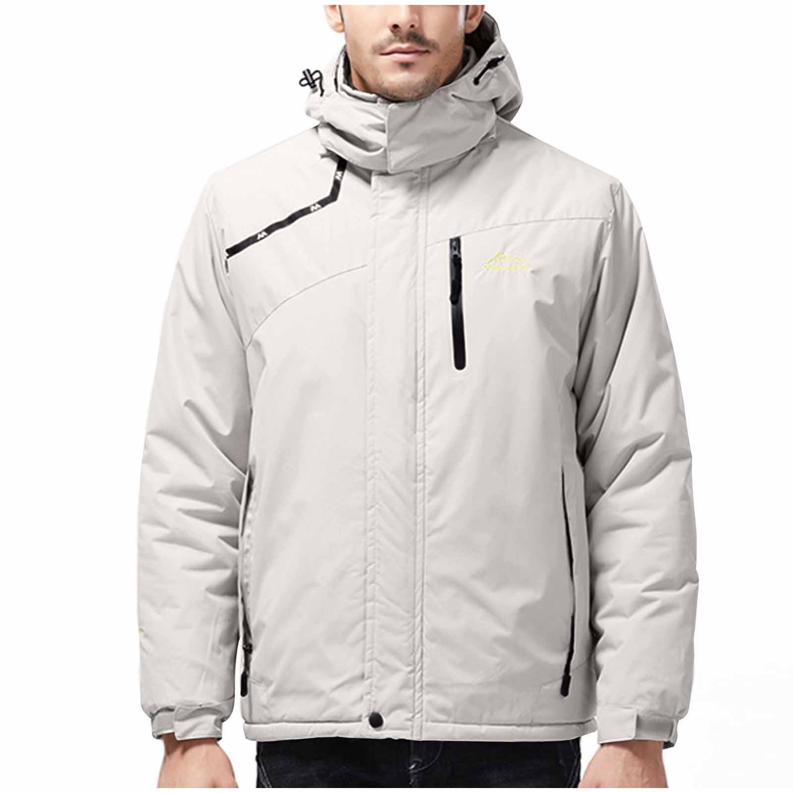 Bazeneo Mens Waterproof Jacket with Hood Winter Warm Rain Jacket Fleece ...
