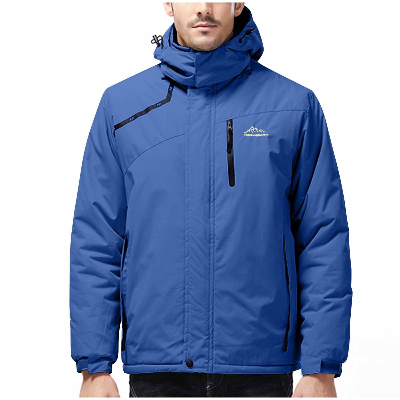 Bazeneo Mens Waterproof Jacket with Hood Winter Warm Rain Jacket Fleece ...