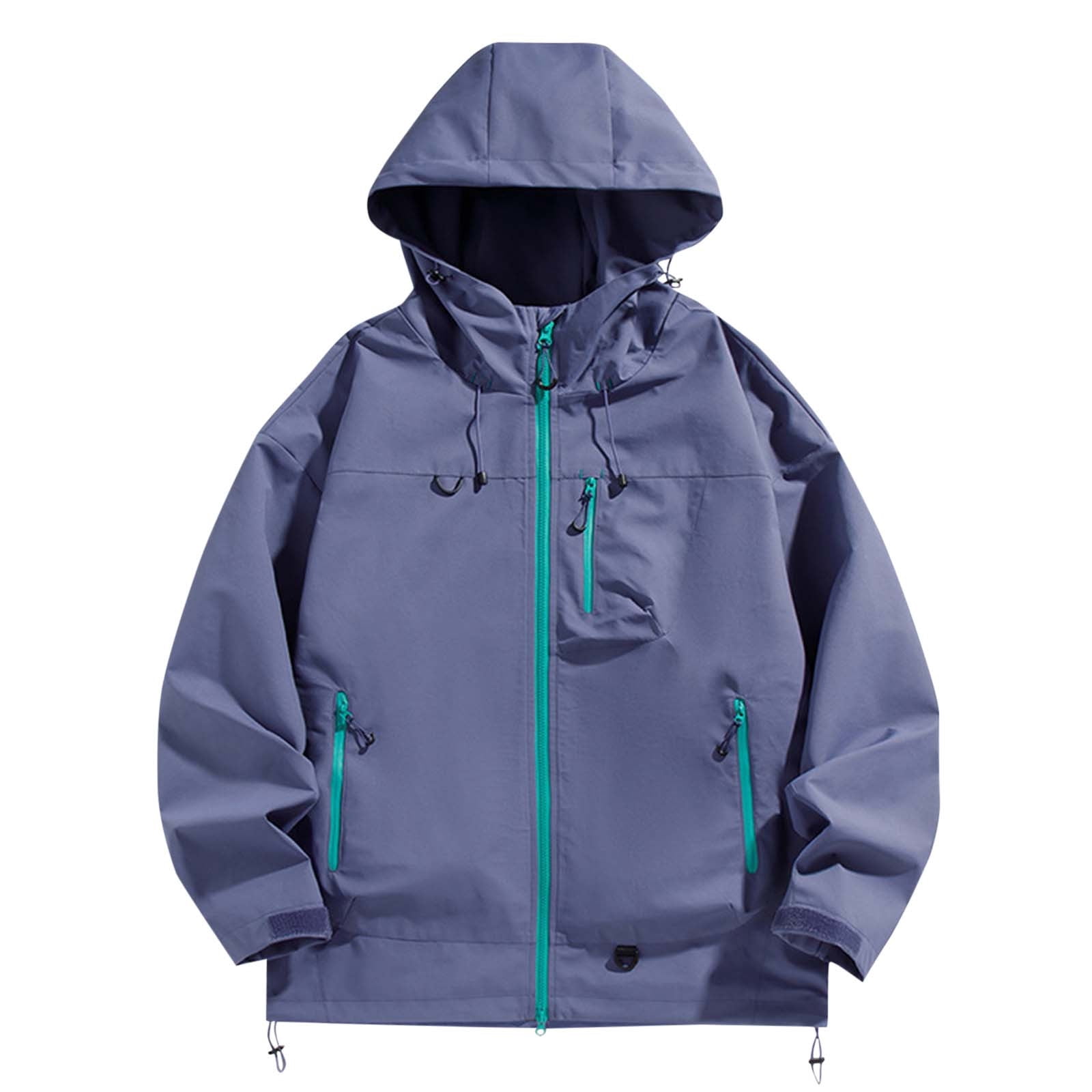 Bazeneo Mens Waterproof Jacket Hooded Outdoor Jacket with Zip Pockets ...
