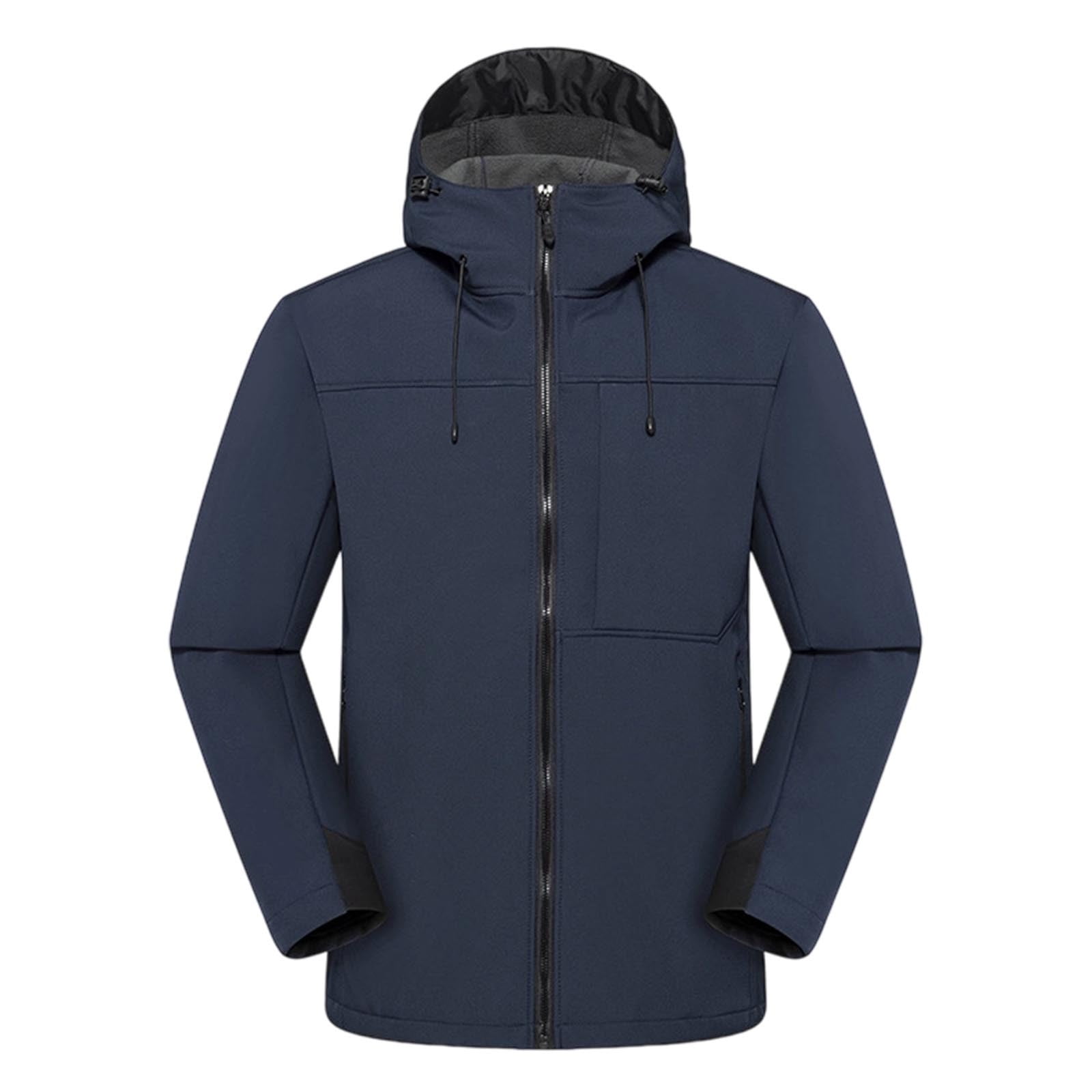 Bazeneo Mens Waterproof Jacket Hooded Work Jacket Long Sleeve Zipper ...