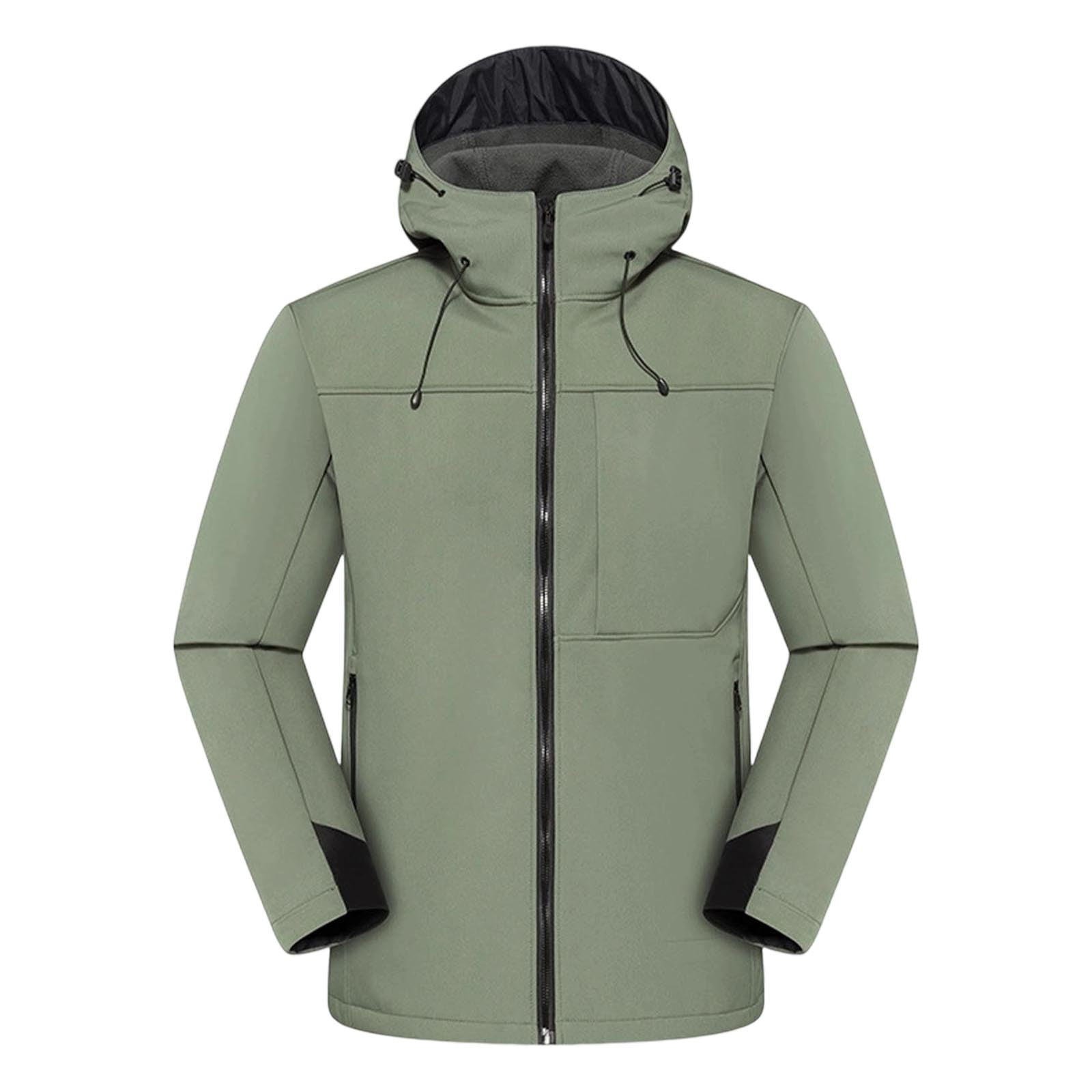 Bazeneo Mens Waterproof Jacket Hooded Work Jacket Long Sleeve Zipper ...