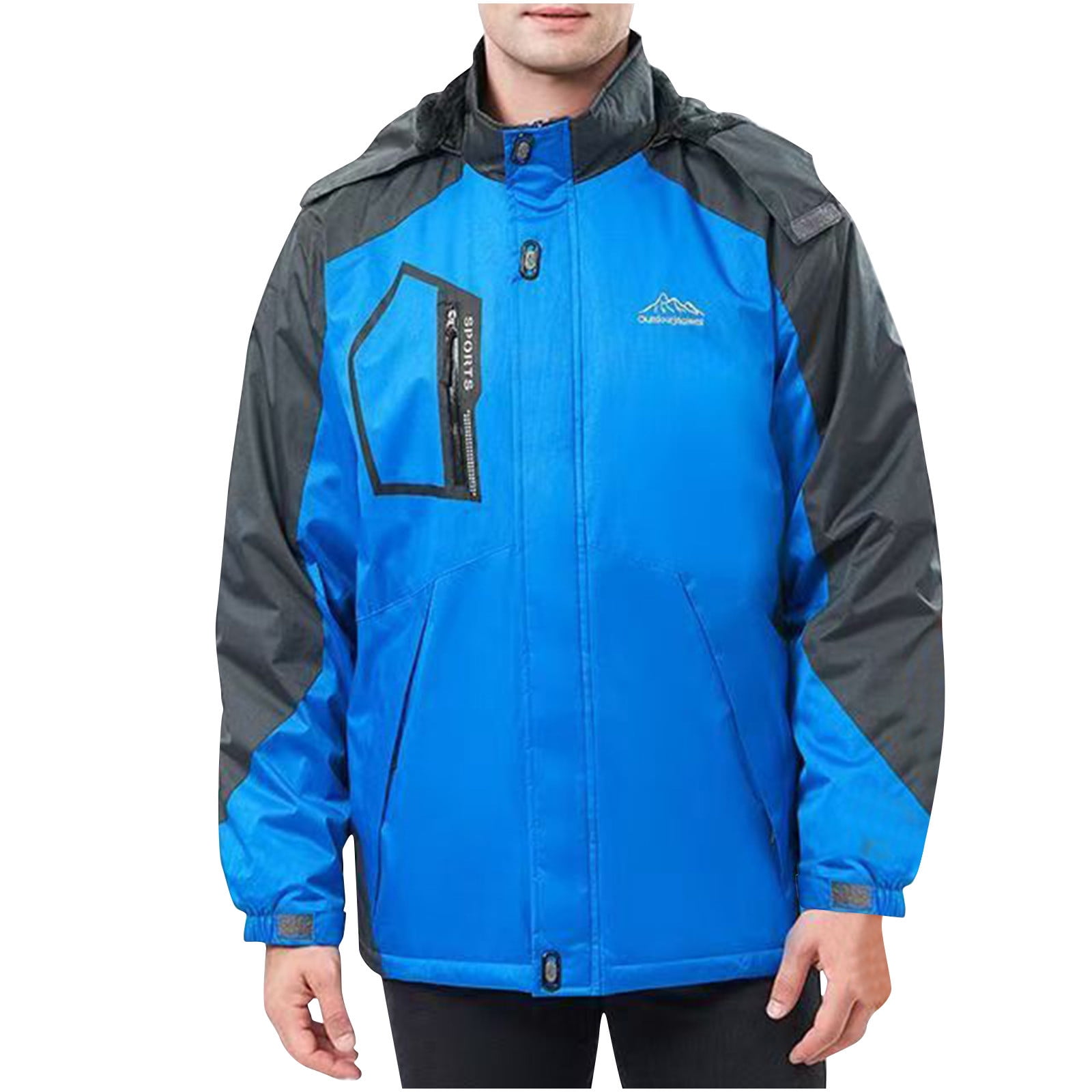 Bazeneo Waterproof Jacket Mens with Detachable Hood Fleece Winter Coats ...