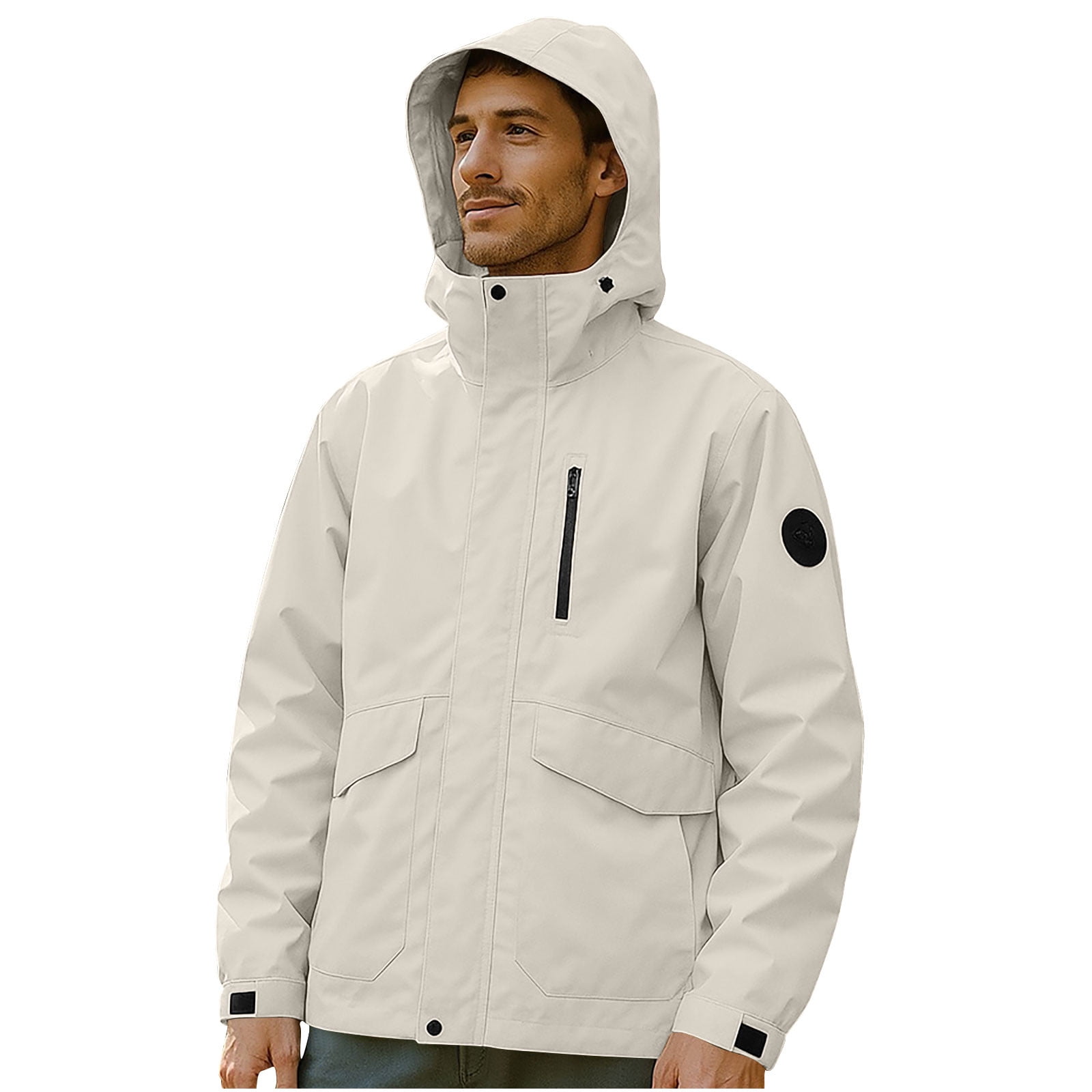 Bazeneo Waterproof Jacket Mens with Detachable Hood Lightweight Loose ...