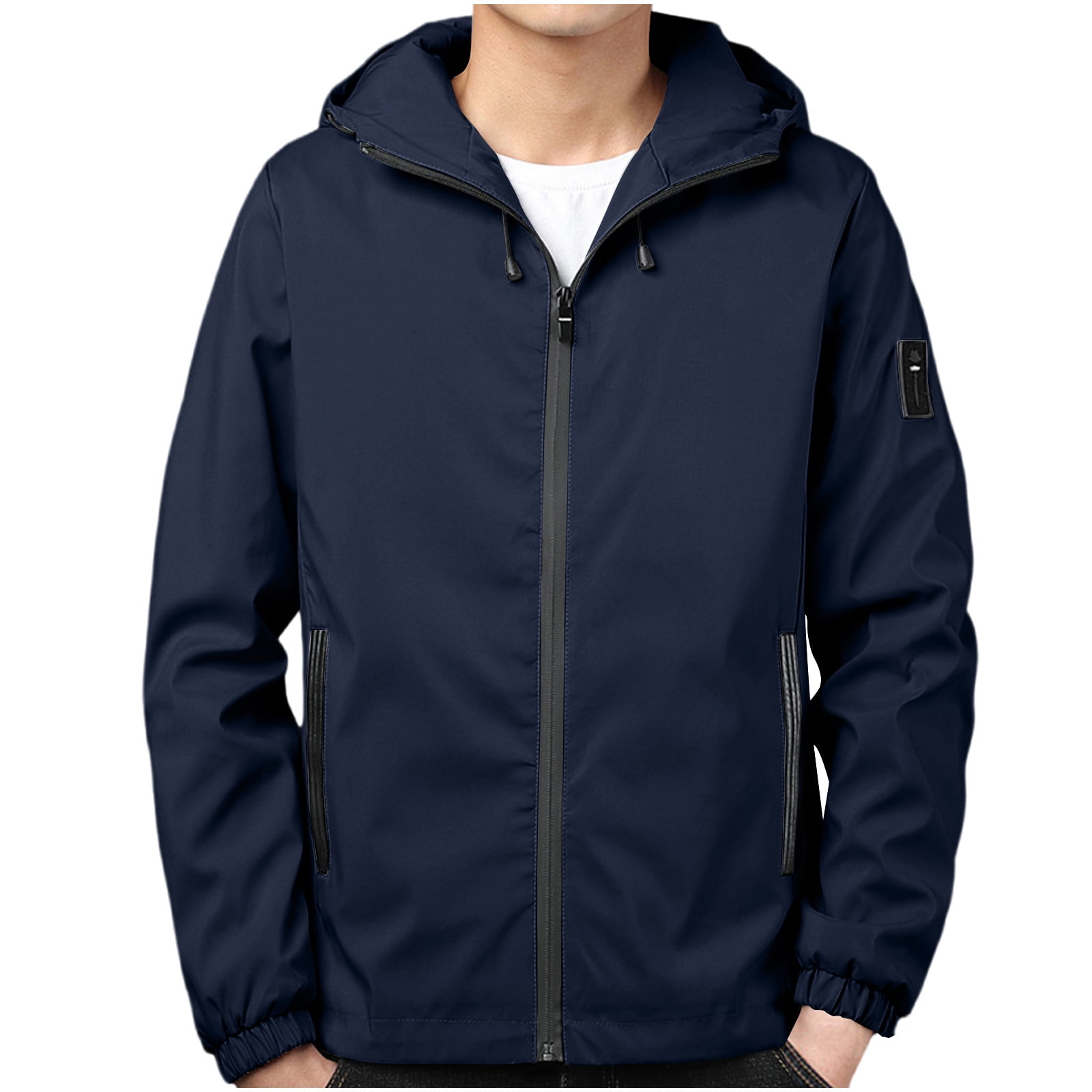 Bazeneo Waterproof Jacket Mens Hooded Lightweight Windbreaker Full Zip ...