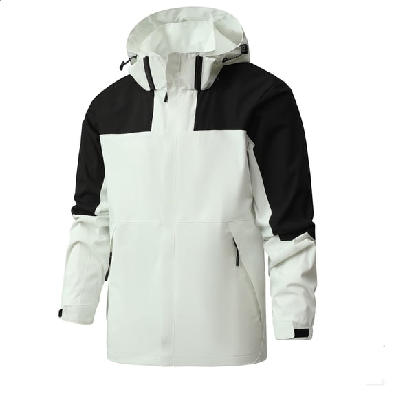 Bazeneo Waterproof Jacket Mens Large Raincoat with Detachable Hood ...
