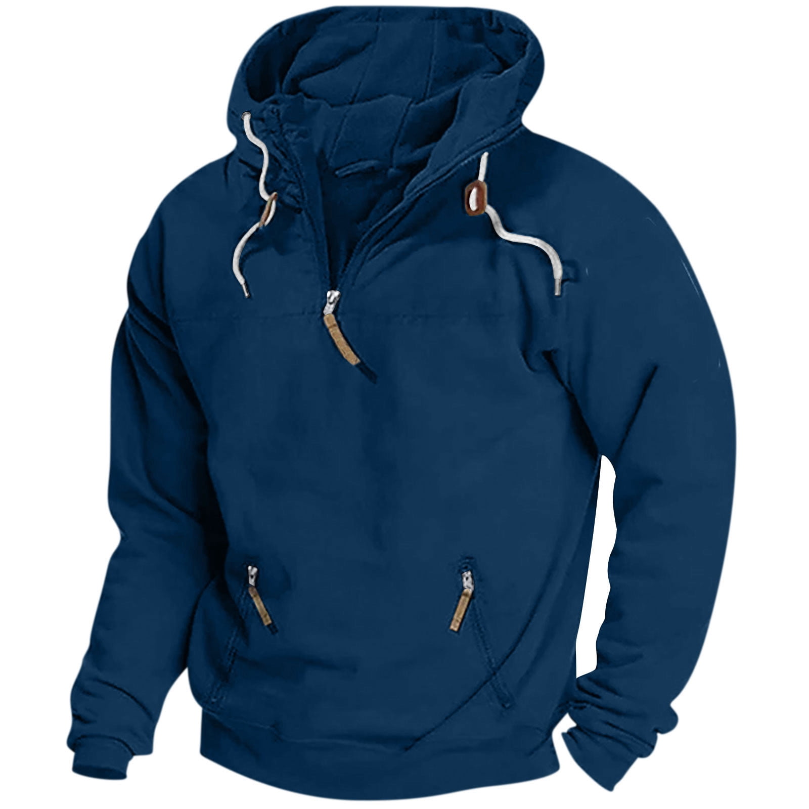 Bazeneo Work Hoodies for Men Fleece Quarter Zip Hoodie with Pocket Long ...