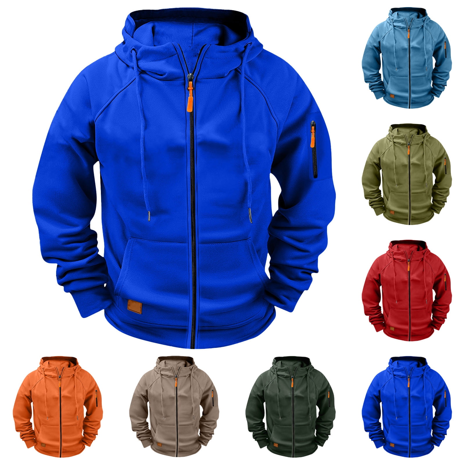 Bazeneo Work Hoodies for Men Full Zip Fleece Jacket Long Sleeve Zipped ...