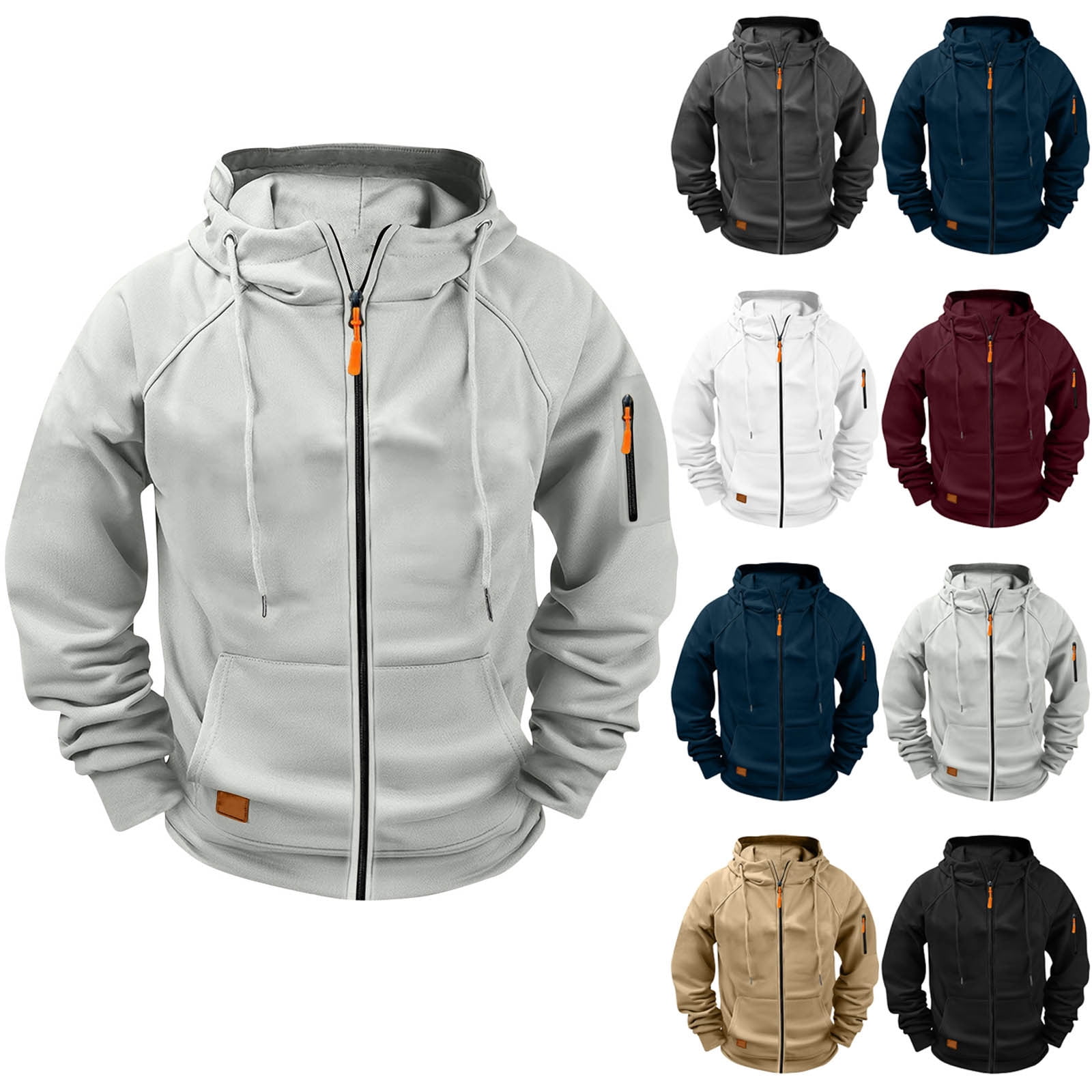Bazeneo Work Hoodies for Men Full Zip Fleece Jacket Long Sleeve Zipped ...