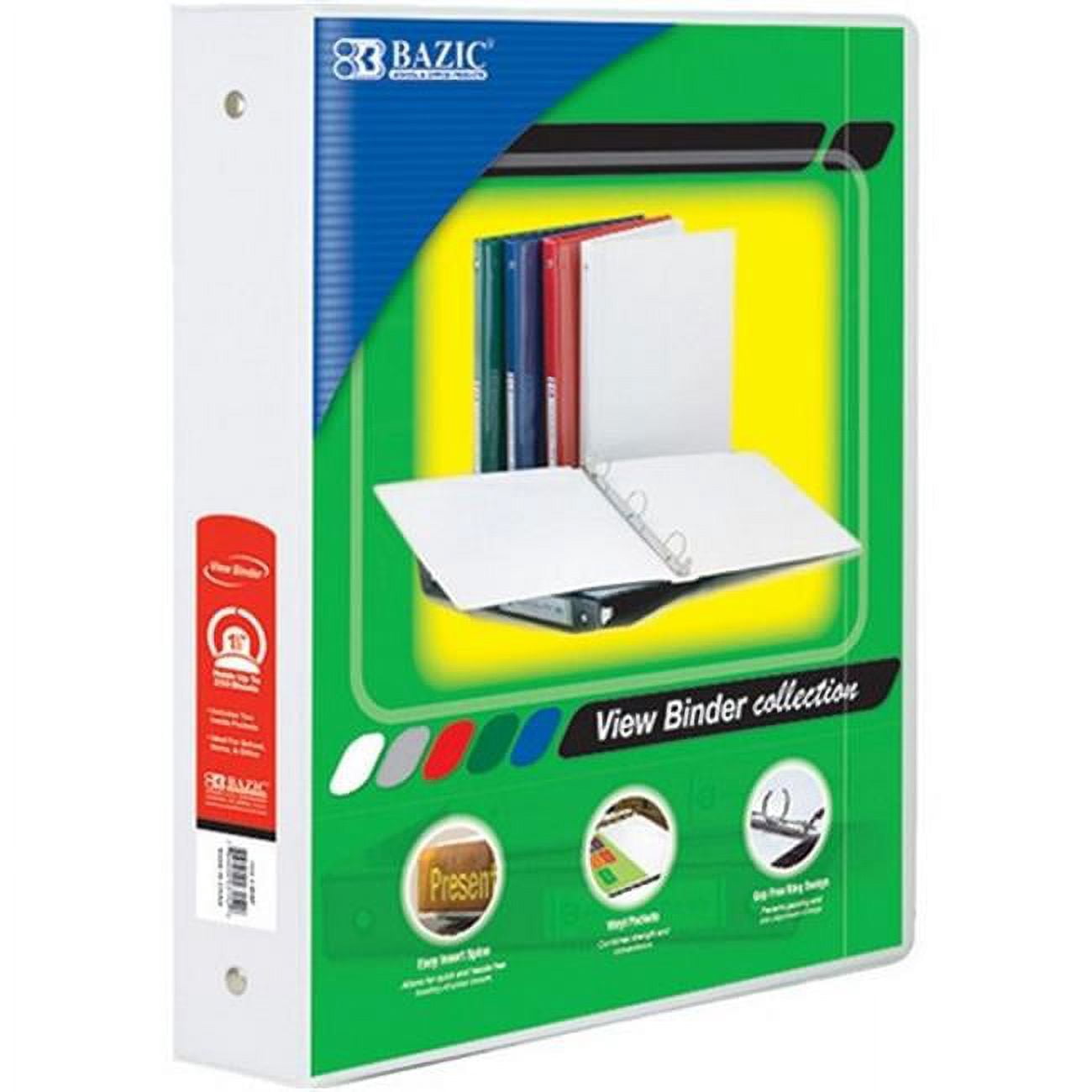 Bazic 1.5in. White 3-Ring View Binder w/ 2-Pockets Pack of 12 - White ...