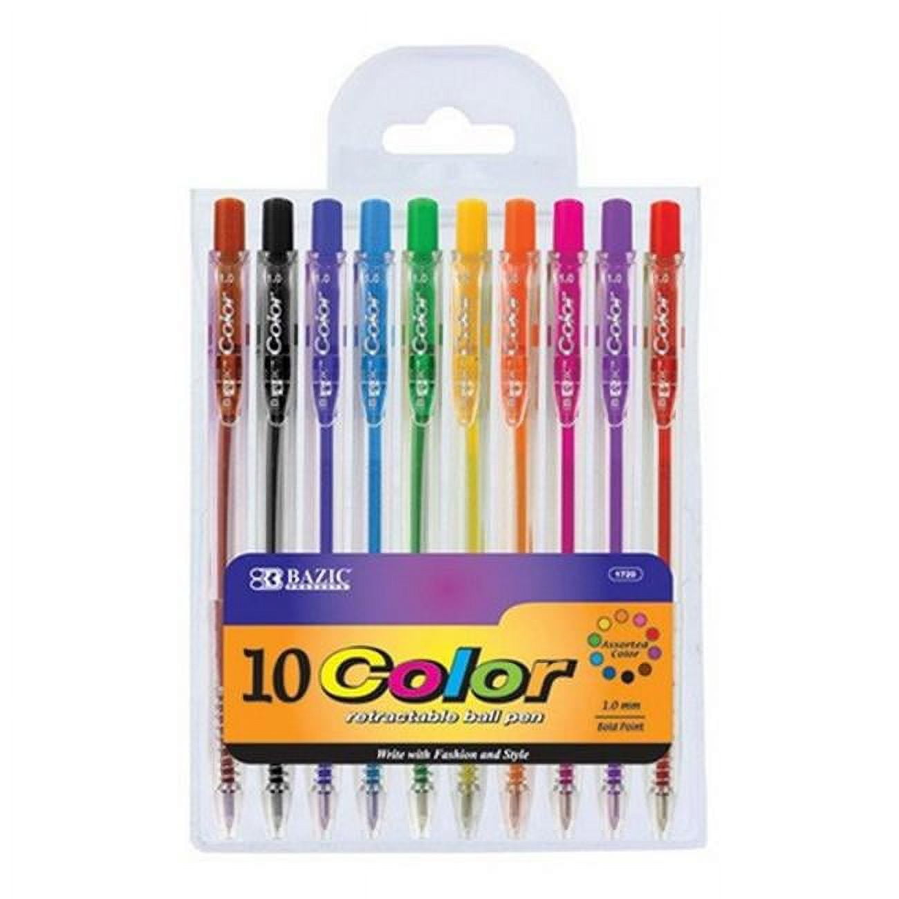 Bazic 10 Color Retractable Pen Case of 24 - Walmart.com
