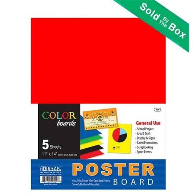 Bazic 11 x 14 in. Multi Color Poster Board (5/Pack) Pack of 48 ...