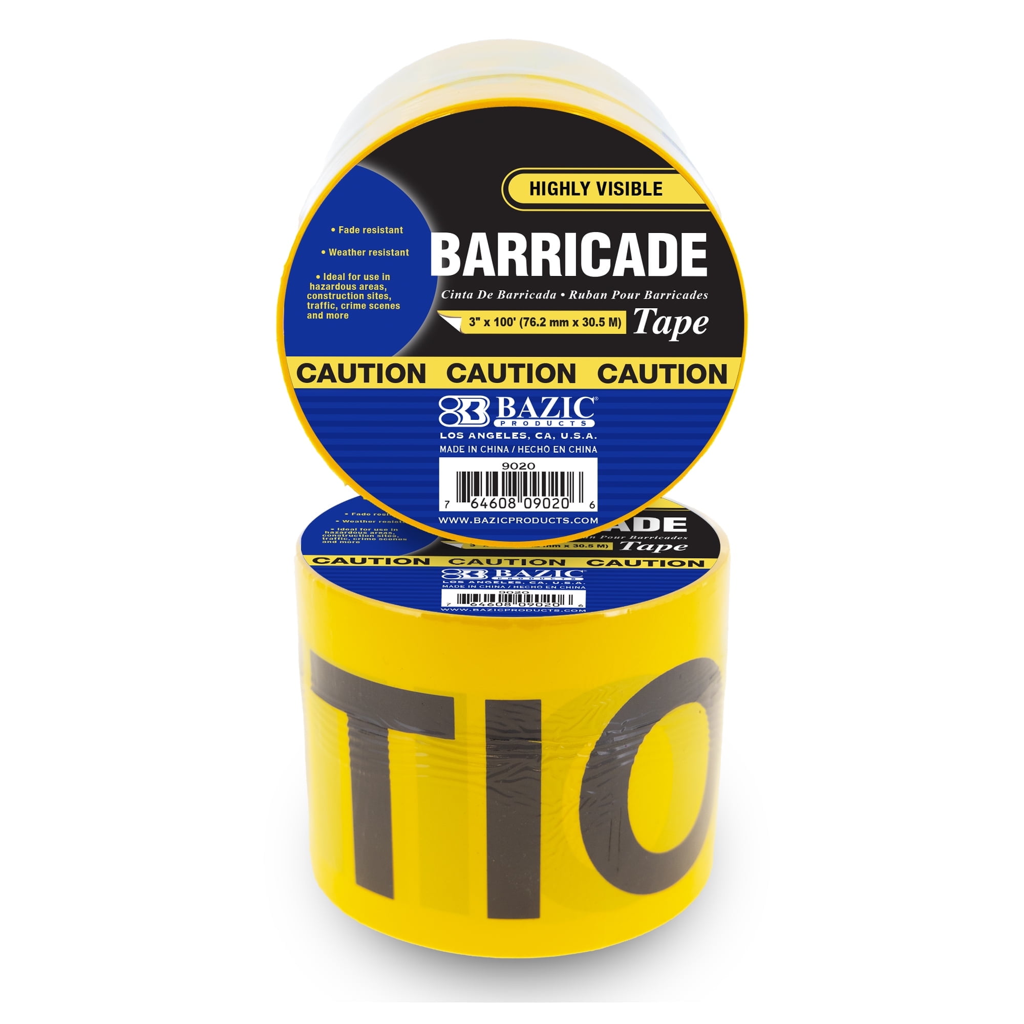BAZIC Yellow Caution Tape 3 Inch x 100 Feet Caution Tape Roll, 1 Roll ...