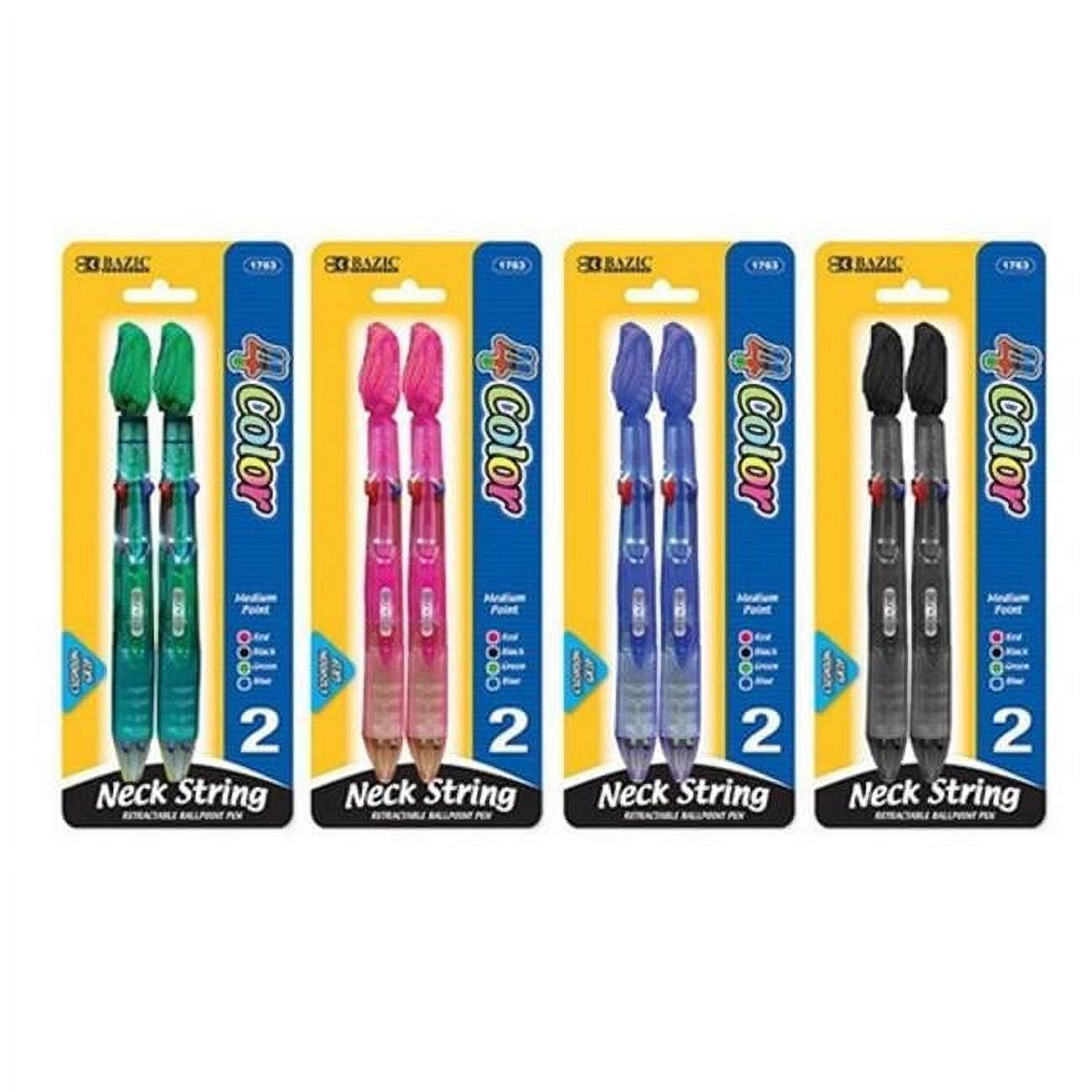 Bazic 4-Color Neck Pen w/ Cushion Grip (2/Pack) Pack of 24 - Walmart.com