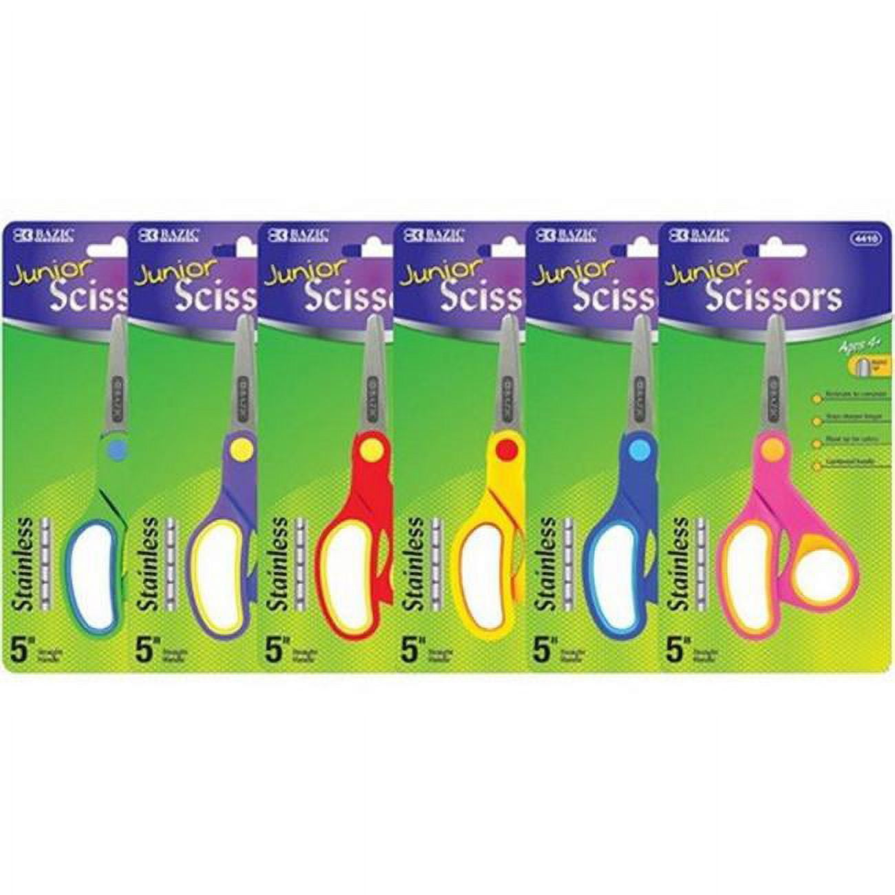 Bazic 4410 5'' Soft Grip Blunt Tip Stainless Steel Scissors Pack of 24 ...