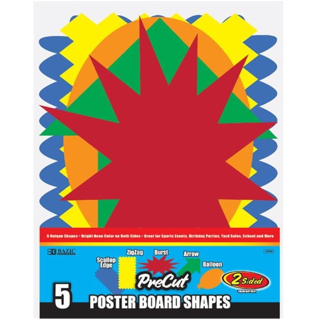 Bazic -48 Fluorescent Pre-Cut Poster Board Shapes (5/pack) Case of 48 ...