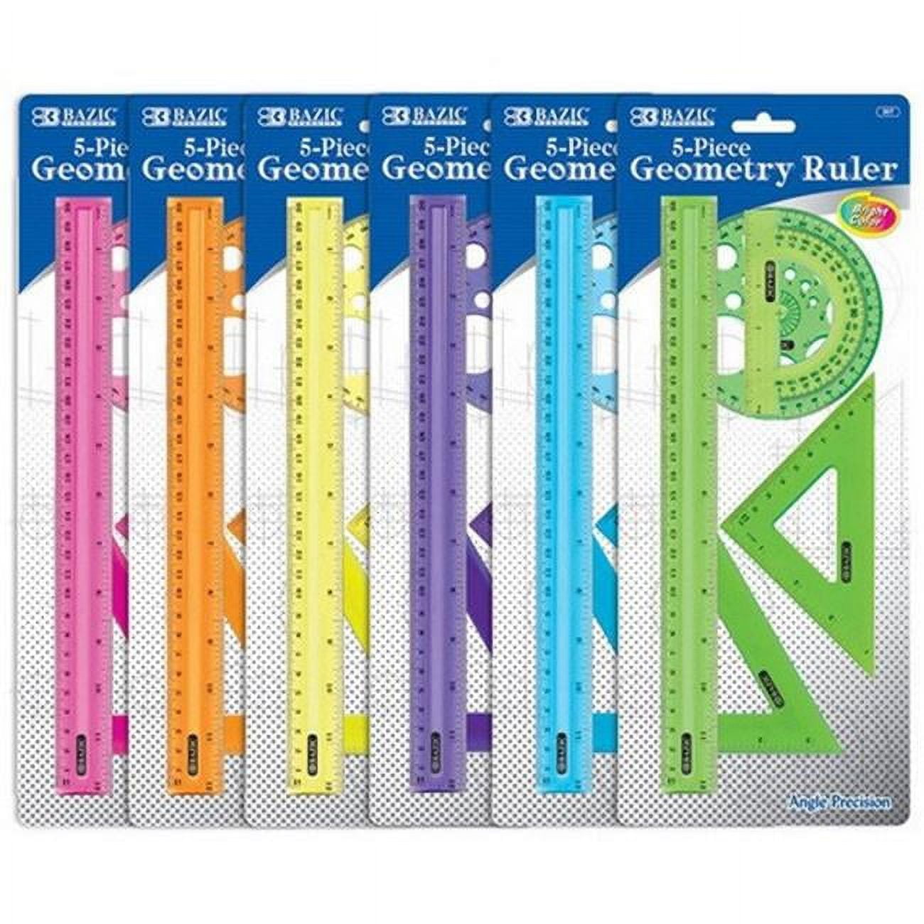 Bazic 5-Piece Geometry Ruler Combination Sets Box of 24 - Walmart.com