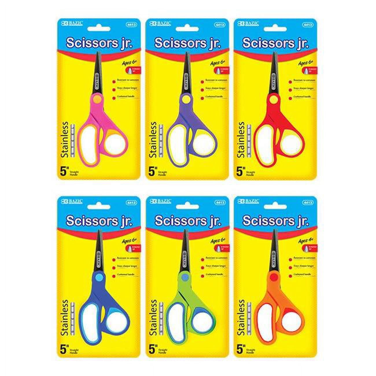 Bazic 5'' Soft Grip Pointed Tip Stainless Steel Scissors Pack of 24 ...