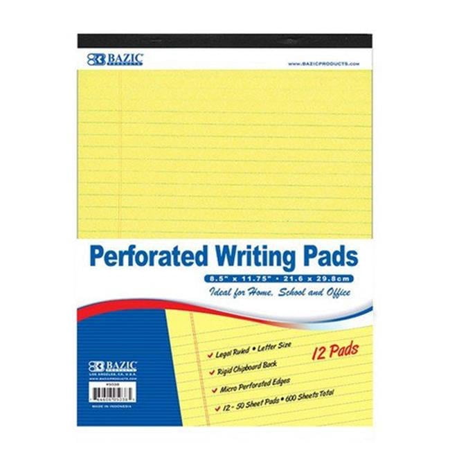 Bazic 50 Ct. 8.5in. X 11.75in. Canary Perforated Writing Pad (12/Pack ...