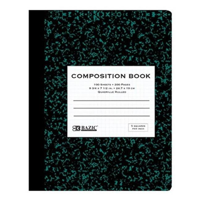 Bazic 5052 100 Ct. 5-1'' Quad-Ruled Marble Composition Book, Case of 48 ...