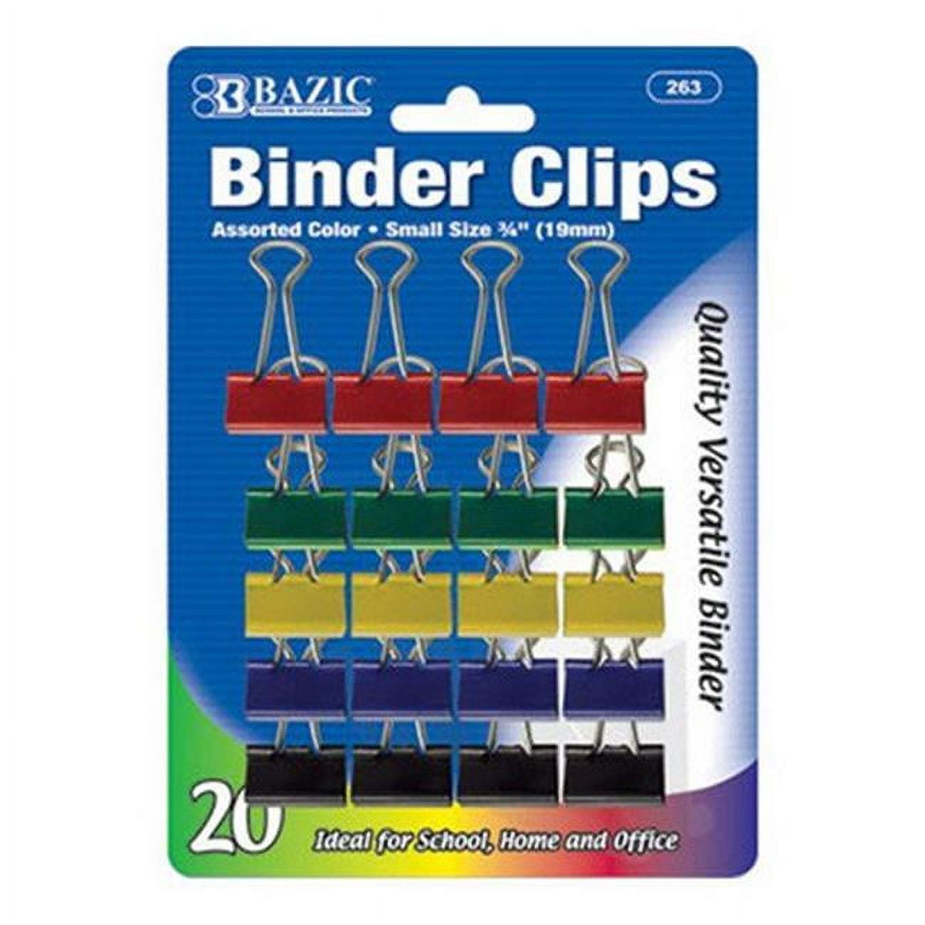 Bazic BAZIC Small 3/4'' (19mm) Assorted Color Binder Clip (20/Pack ...