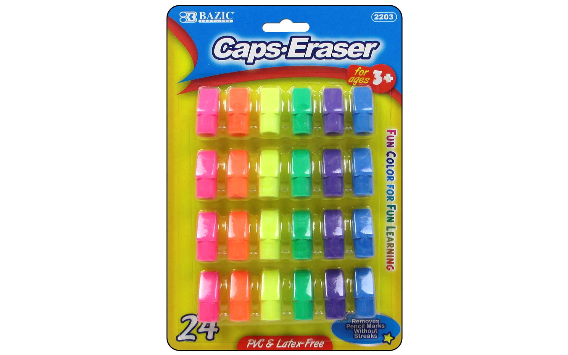 Bazic Eraser Caps 24pc Neon - Walmart.com