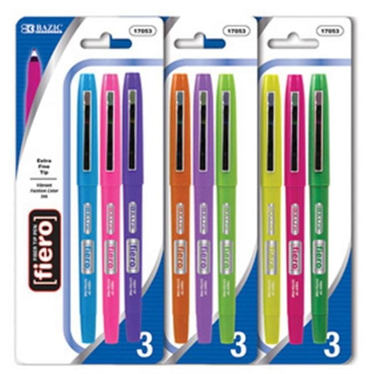 Bazic Fiero Assorted Color Fiber Tip Fineliner Pen (3/Pack) Case of 24 ...