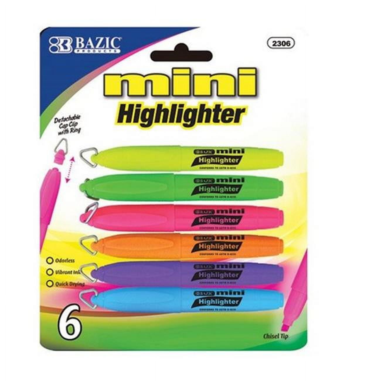 Bazic Mini Fluorescent Highlighter w/ Cap Clip (6/Pack) Pack of 24 ...