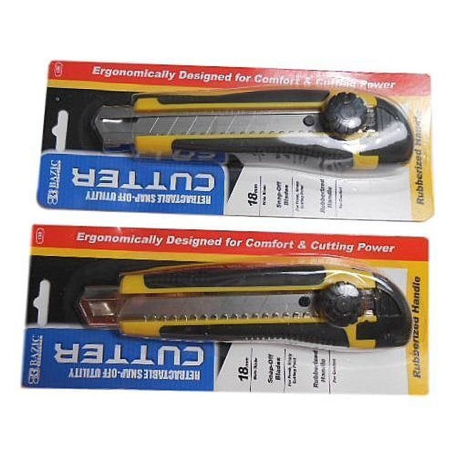 Bazic Multipurpose Utility Knife Box Cutter Black / Yellow - 2 Pack ...