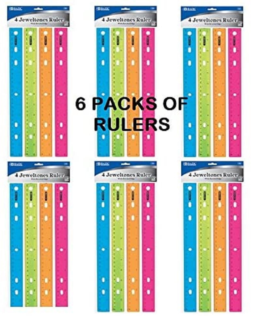 Bazic 12 Inches Metric Plastic Ruler - Assorted Colors (24 PK ...
