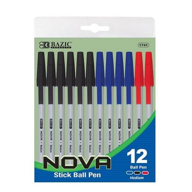 Bazic 1741 Prima Black Stick Pen w/ Cushion Grip (8/Pack) Pack of 24 ...
