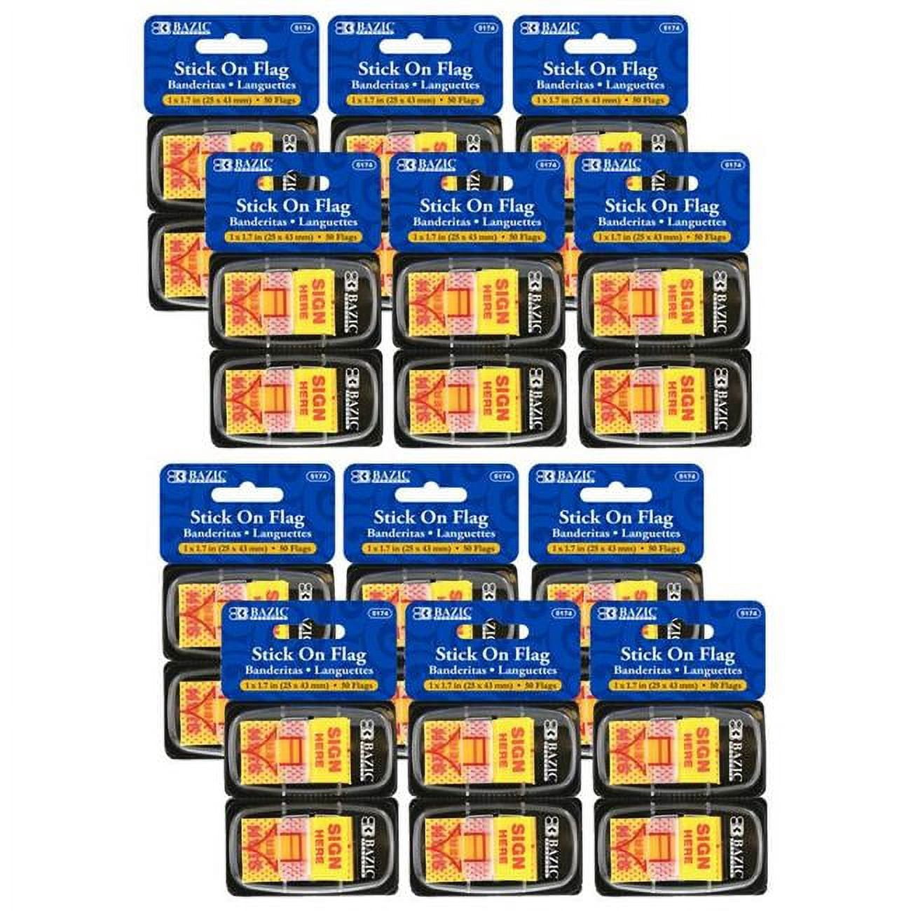 Bazic Products 1 in. Yellow Sign Here Stick On Flags - 50 Count - Pack ...
