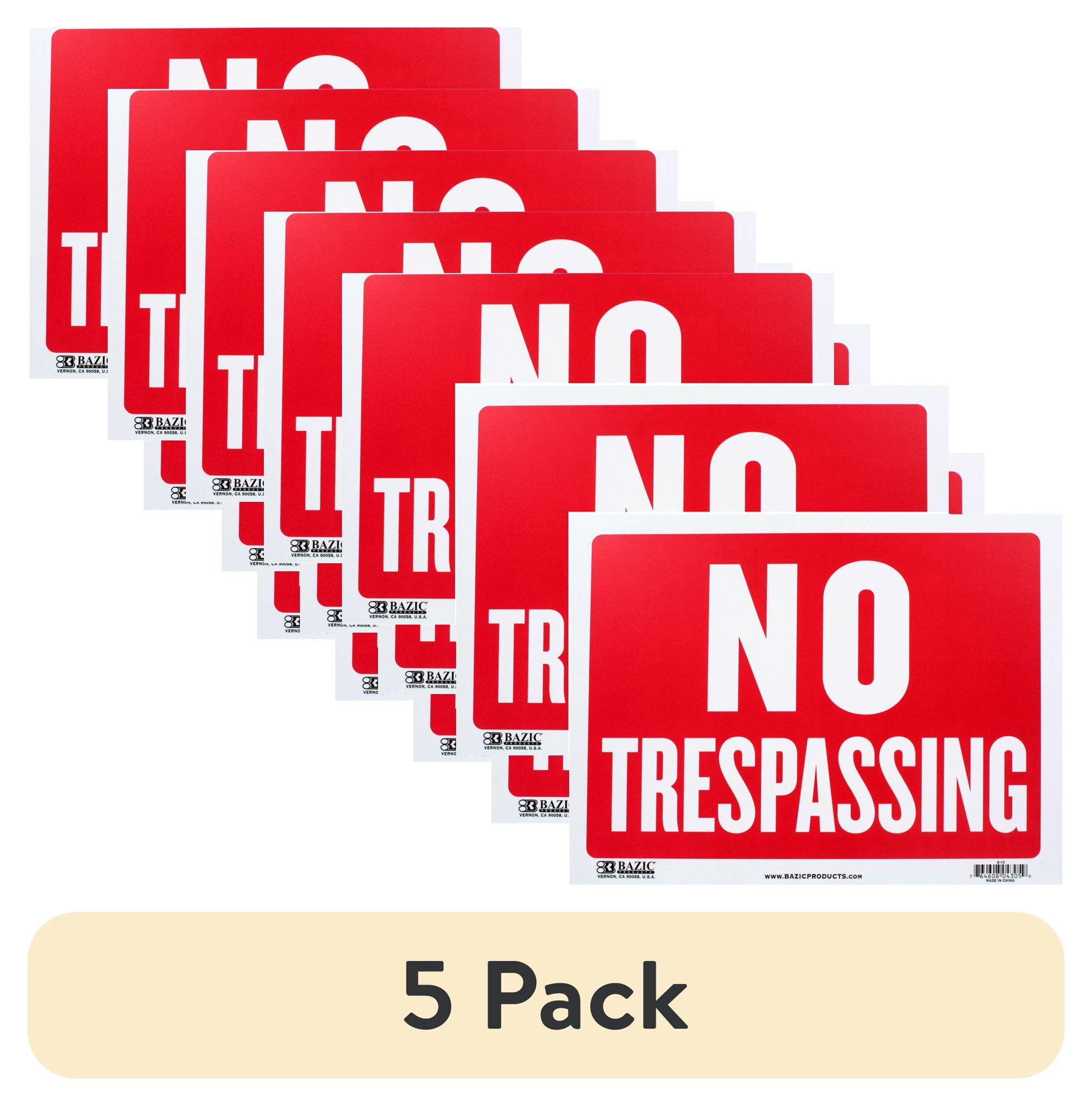 (5 pack) Bazic Small 9 x 12 Inches No Trespassing Sign, Pack of 3 (S-13 ...