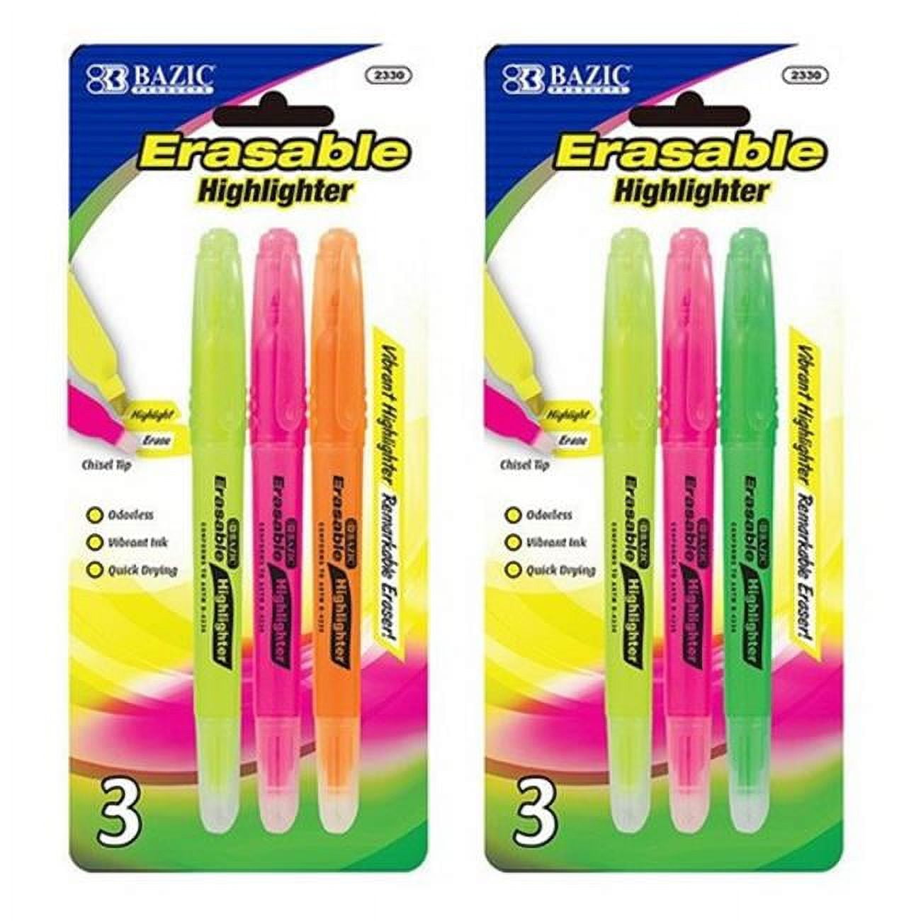 Bazic Yellow Erasable Highlighter (3/Pack) - Yellow - Pack of 24 ...