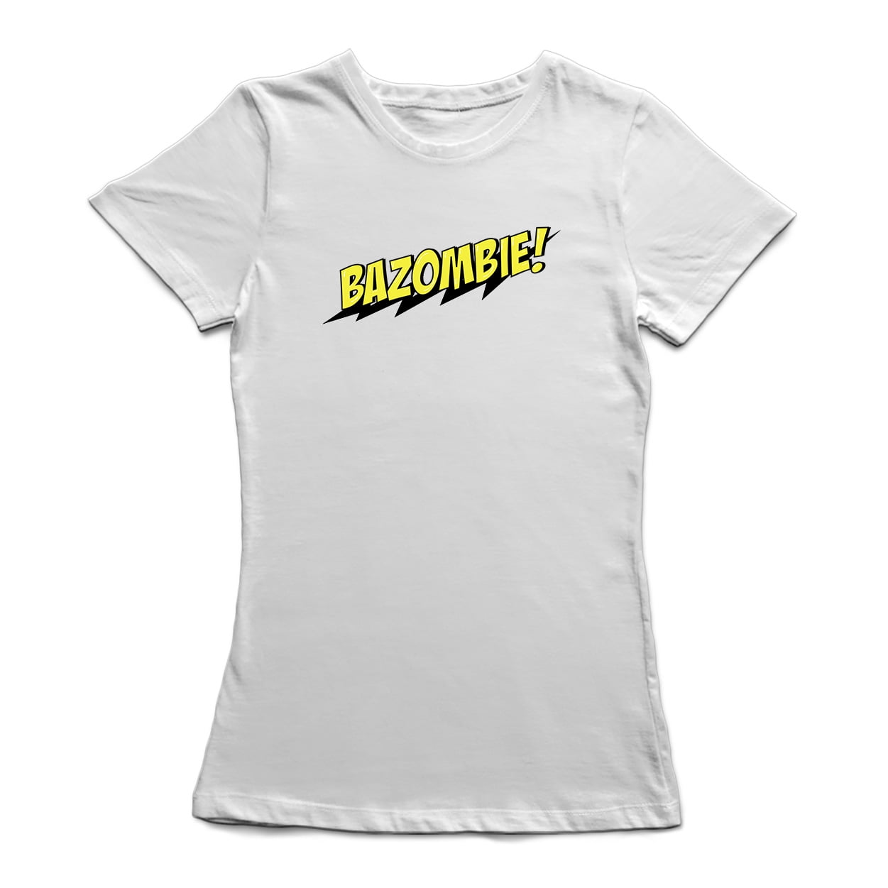Bazombie! Comic Book Text Graphic Women White T-Shirt, Female Medium ...