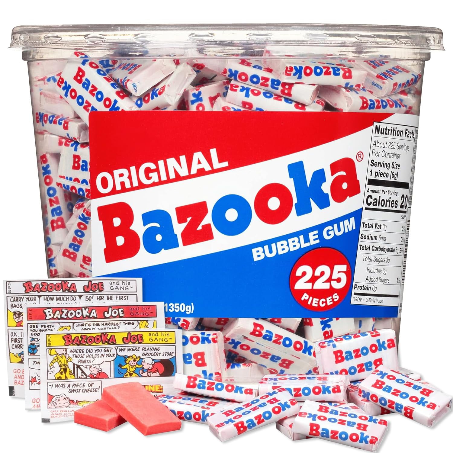 Bazooka Bubble Gum Bulk, 225 MDA05 Count Tub of Chewing Gum ...