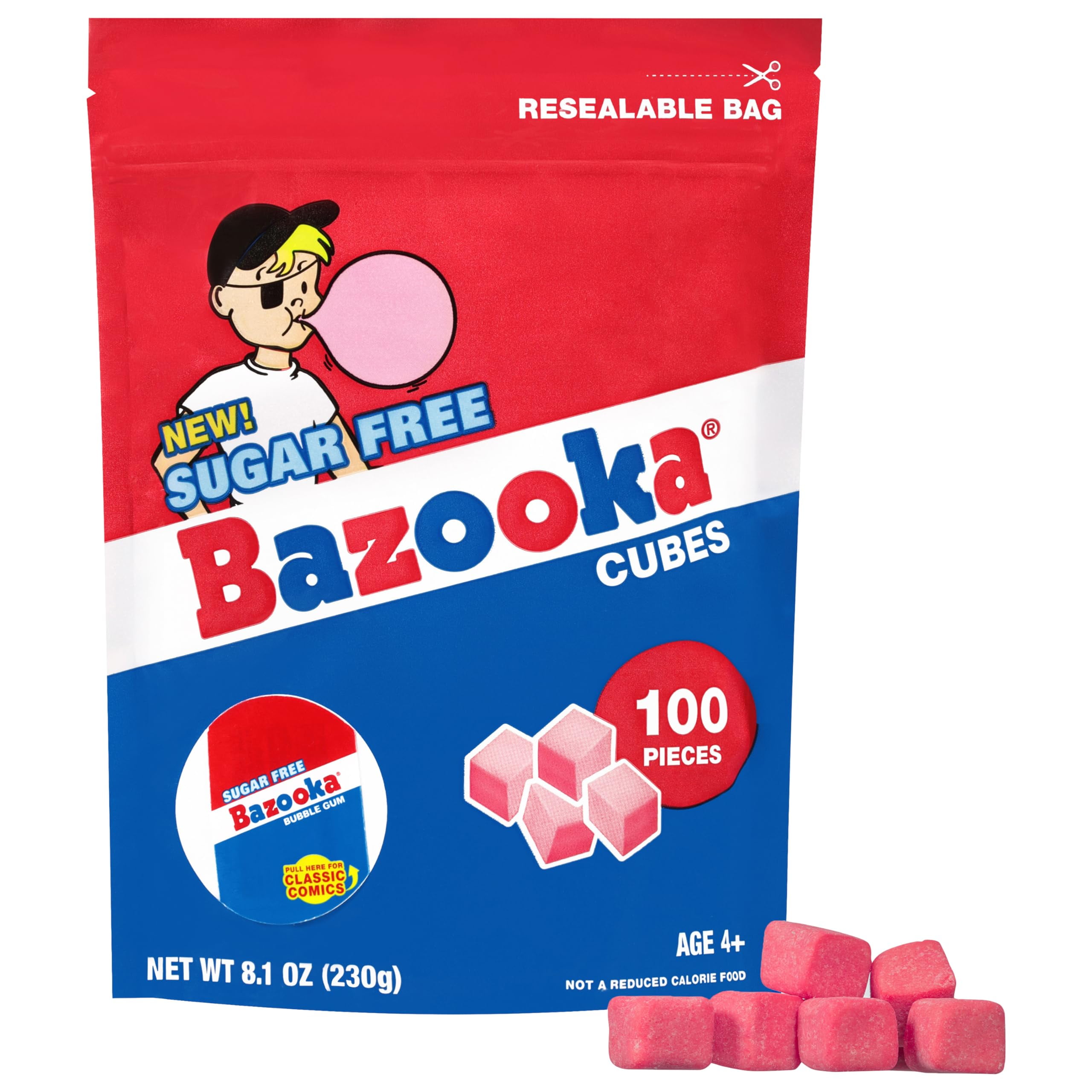 Bazooka Bubble Gum Sugar-Free MFF30 Chewing Gum Cubes, Bulk in ...