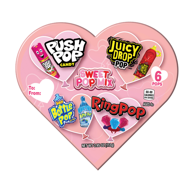 Bazooka Candy Brands Valentine's Day Kids' Variety Pack, Sweet Pop Mix ...