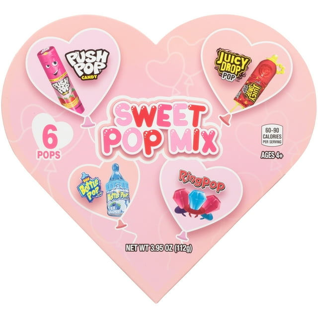 Bazooka Candy Brands Valentine's Day Kids' Variety Pack, Sweet Pop Mix ...