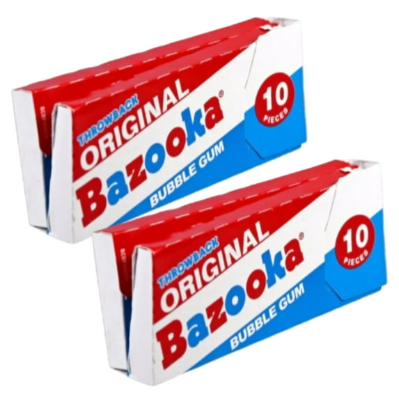 Bazooka Throwback Bubblegum 2 Pack, Rectangular, Soft, Chewy, Fruity ...
