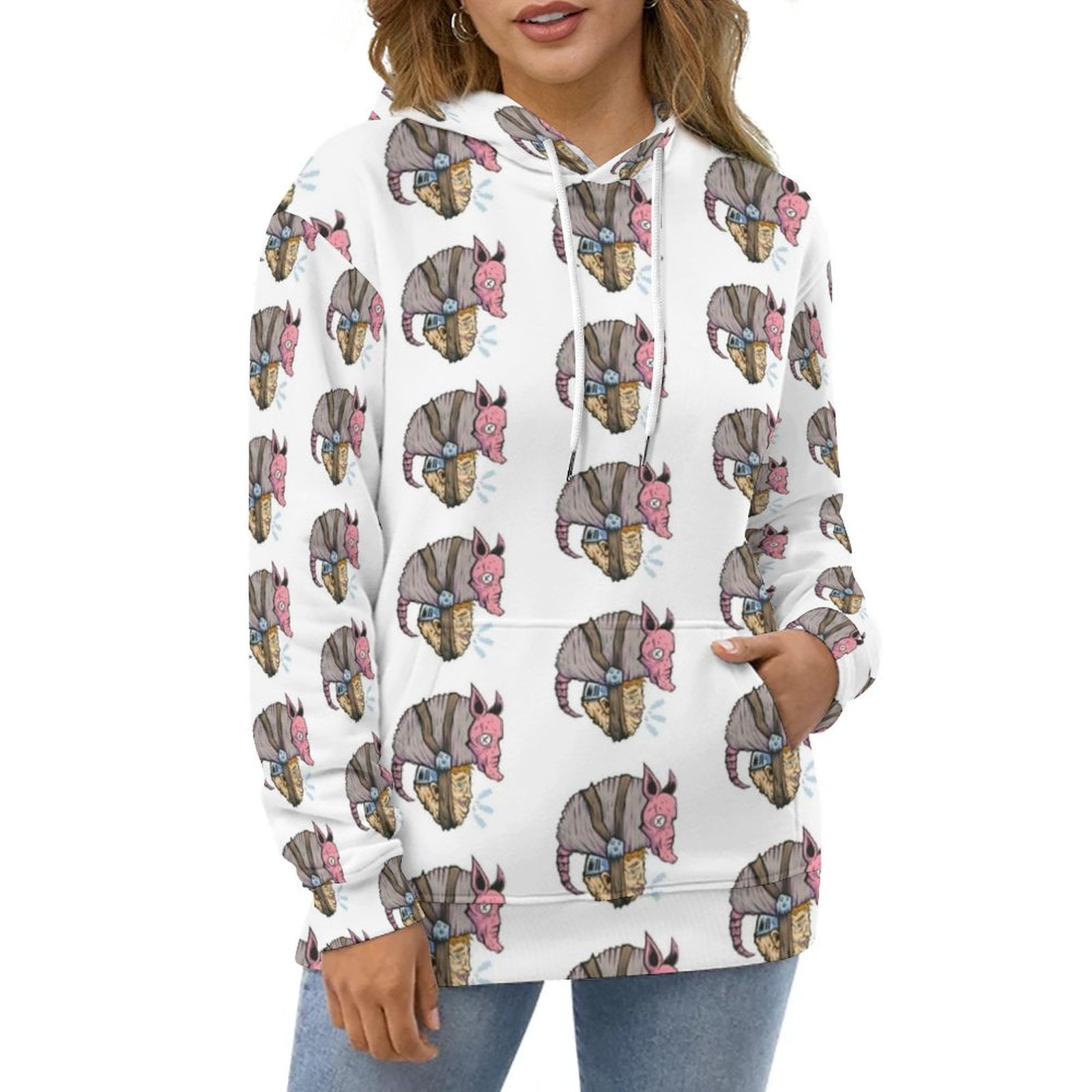 Bazooka Tooth Hooded Sweatshirt Men And Women Print Pullovers ...